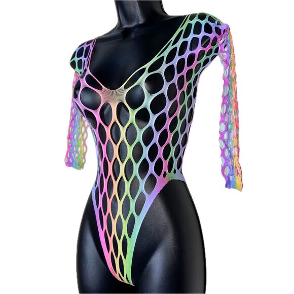 Molliwater | Swim | New Small Rainbow Mesh Knit Bodysuit Gay Pride ...